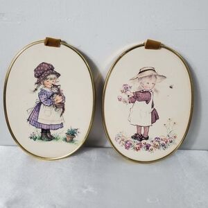 Art | Vintage Oval Gilded Frame Sarah Kay Little Girl Painting | Poshmark